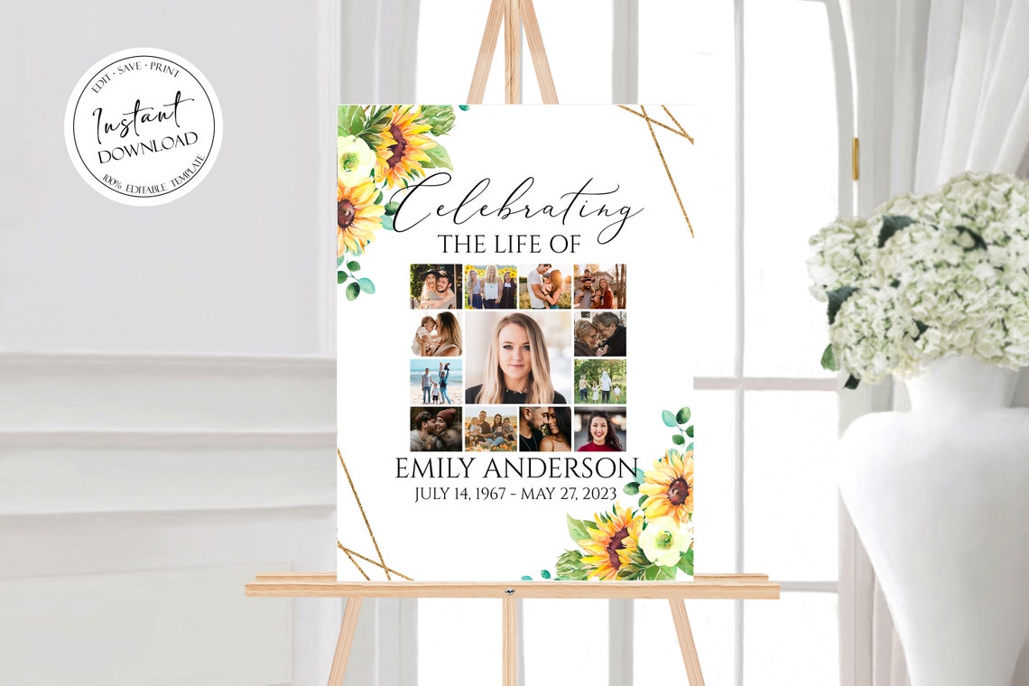 Celebration of Life Photos Collage Funeral Welcome Sign - Etsy