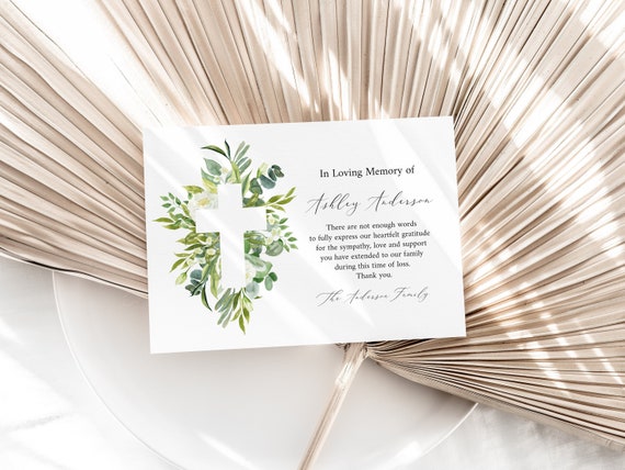 In Loving Memory of Funeral Thank You Floral Greenery Cross - Etsy