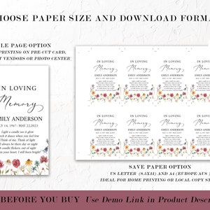 Celebration of Life Wildflower Funeral Favor Tag Template, Memorial ...