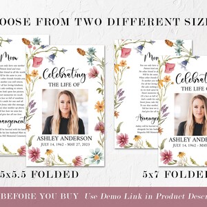 Wildflower 8 Page Funeral Program, Celebration of Life Program ...