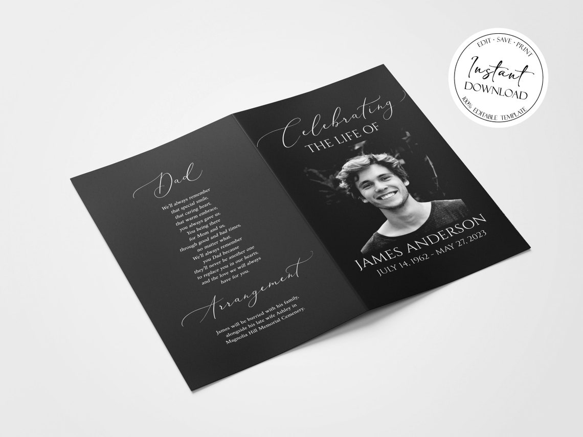 Celebration of Life Funeral Program Black Funeral Memorial - Etsy
