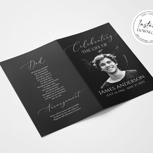 Celebration of Life Funeral Program Black Funeral Memorial - Etsy