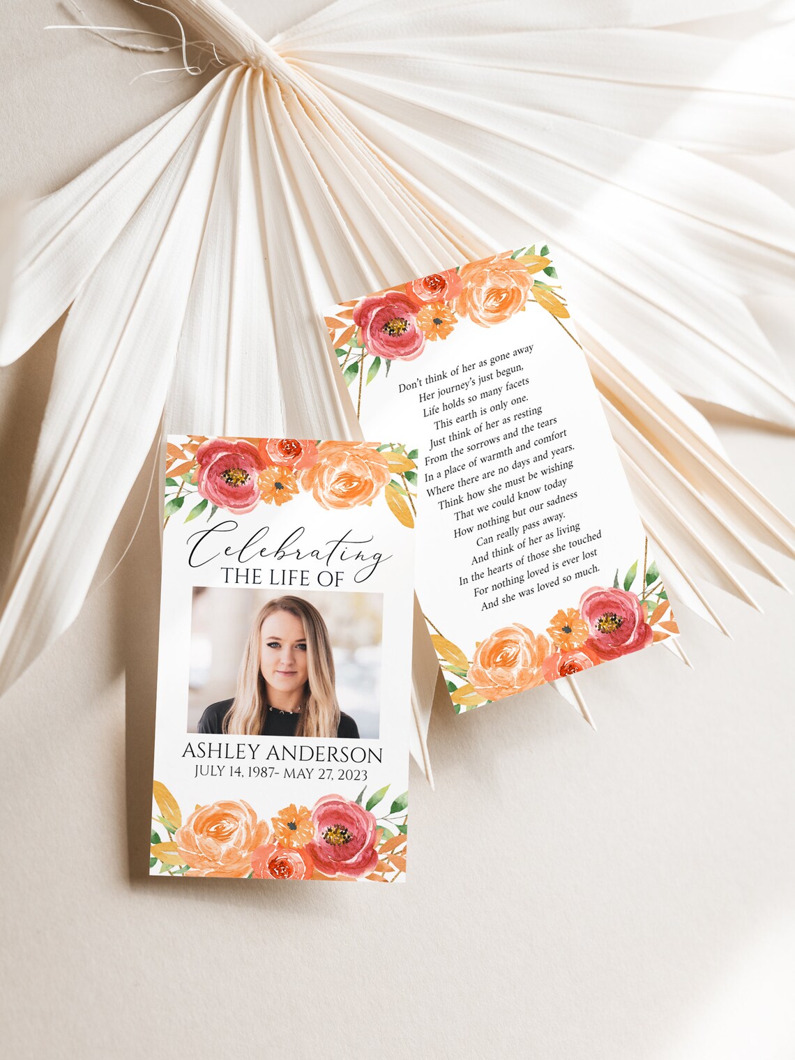 Editable Funeral Prayer Cards Template Printable Fall - Etsy