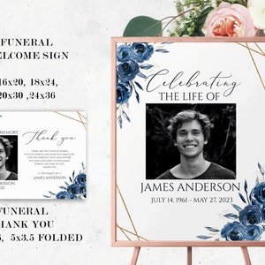 Editable Blue Funeral Bundle, Memorial Package, Celebration of Life ...