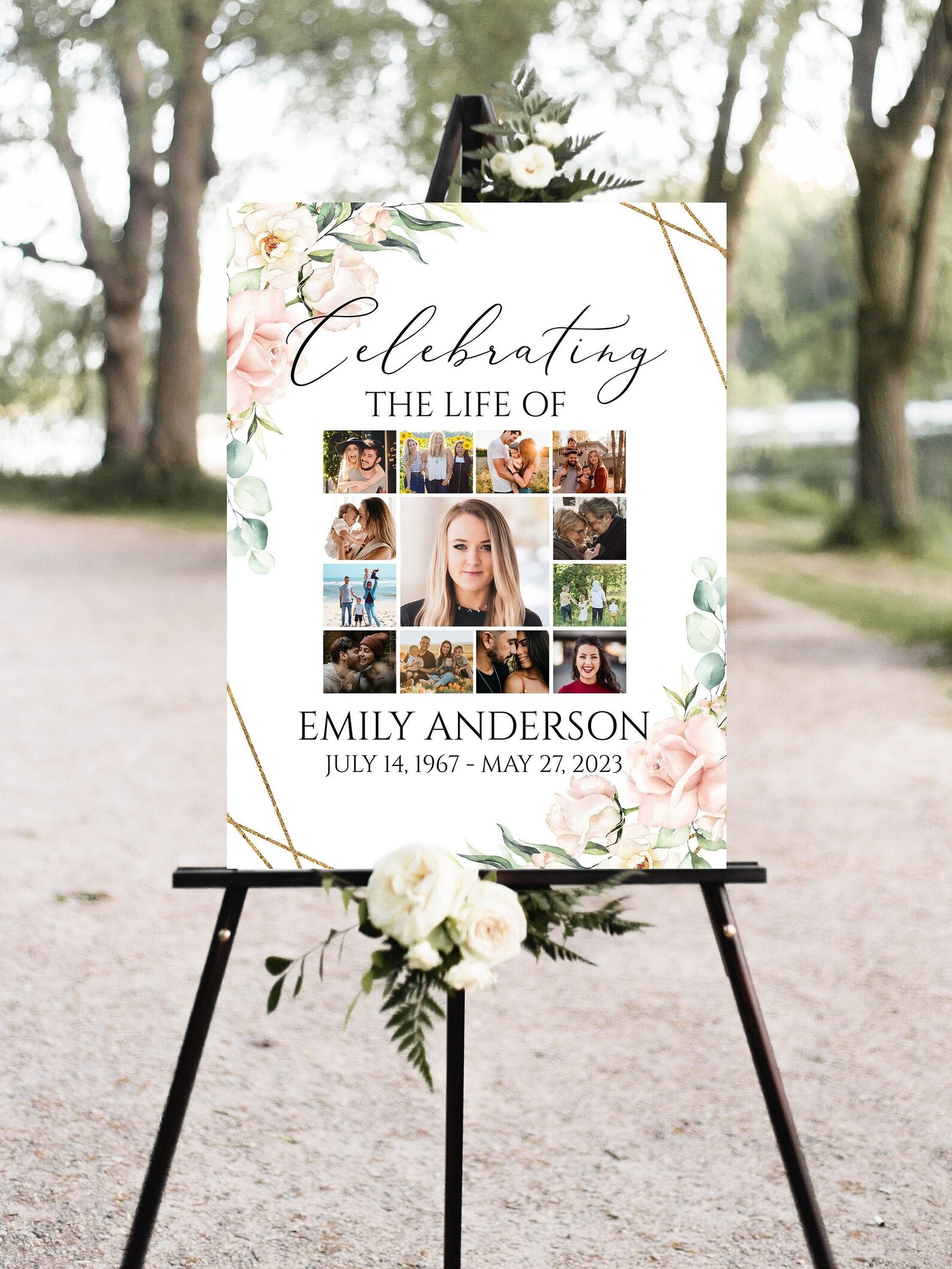 Celebration of Life Photo Collage Funeral Welcome Sign Blush - Etsy