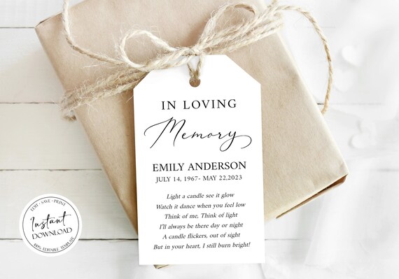 Celebration of Life Invitation Funeral Favor Tag Template - Etsy