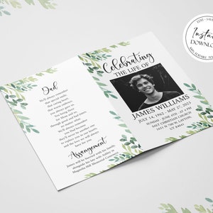 11x17 Funeral Program Template, Celebration of Life Program, Memorial ...