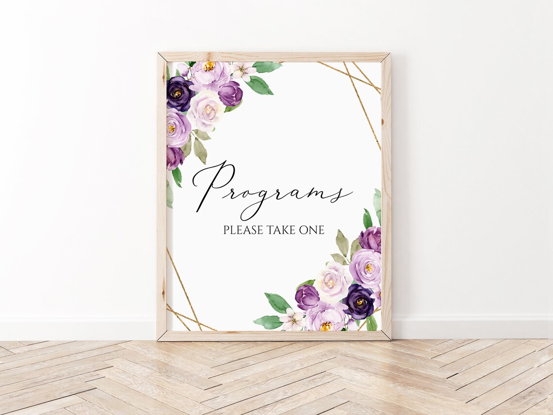 Purple Funeral Program Sign Printable Purple Memorial Program - Etsy