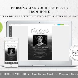 Black Watercolor Funeral Bundle Templates, Black Memorial Package ...