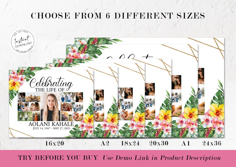 Celebration of Life Hawaiian Plumeria Multiple Photos Funeral - Etsy