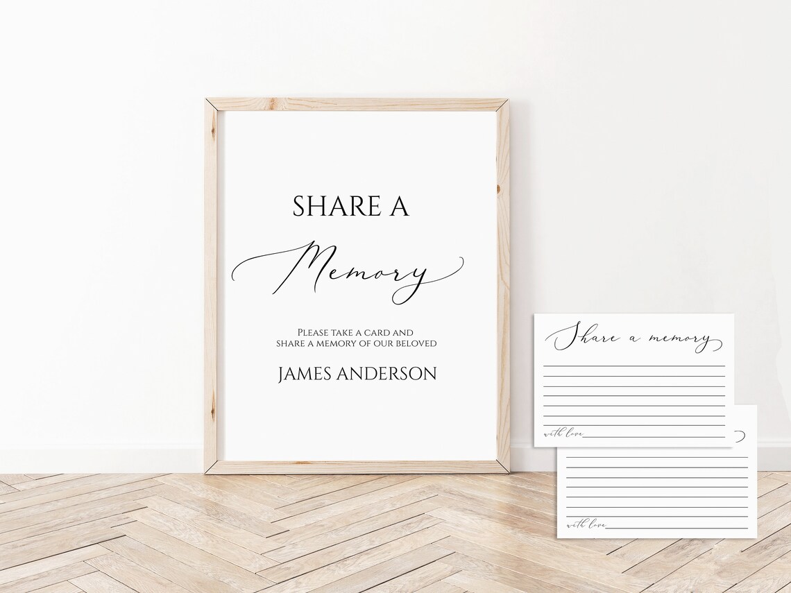 Share a Memory Funeral Sign and Share a Memory Card Simple - Etsy
