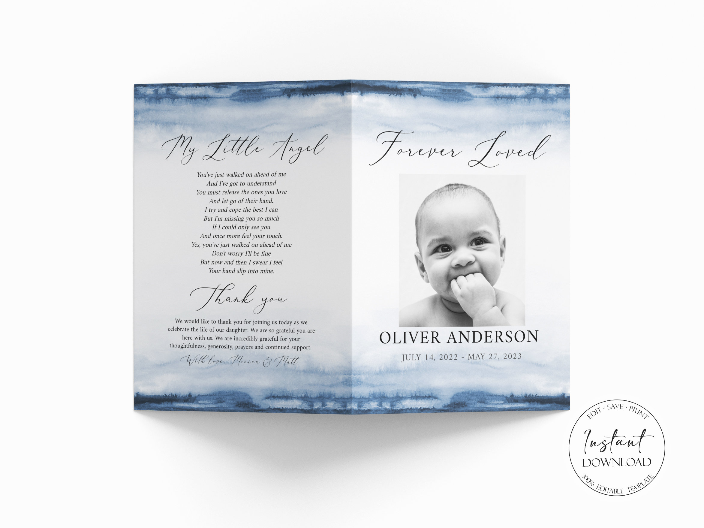 Baby Funeral Program Funeral Service Program Template for - Etsy Australia
