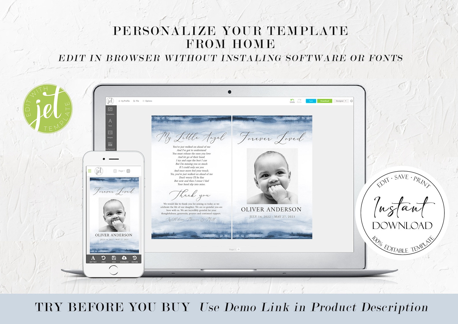 Baby Funeral Program Funeral Service Program Template for - Etsy