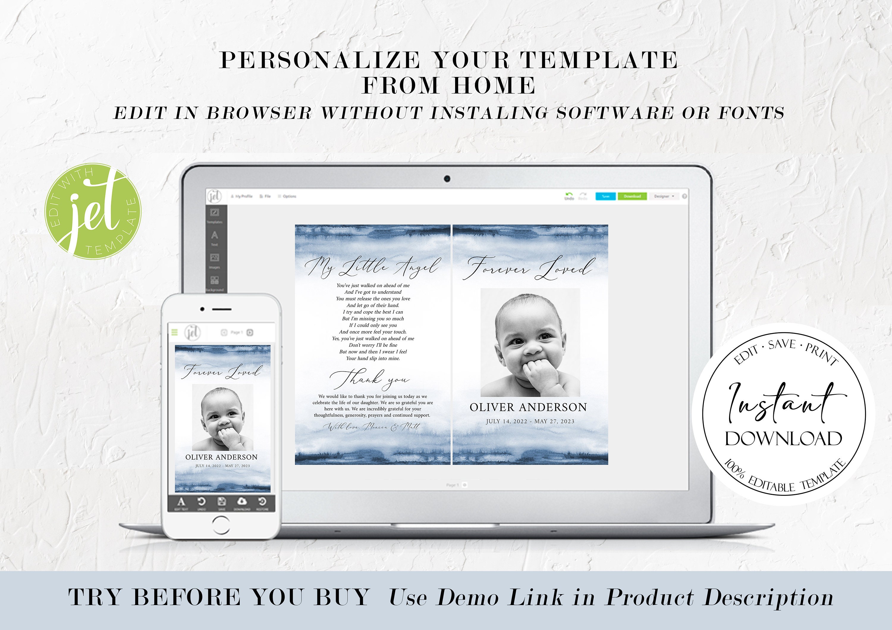 Baby Funeral Program Funeral Service Program Template for - Etsy