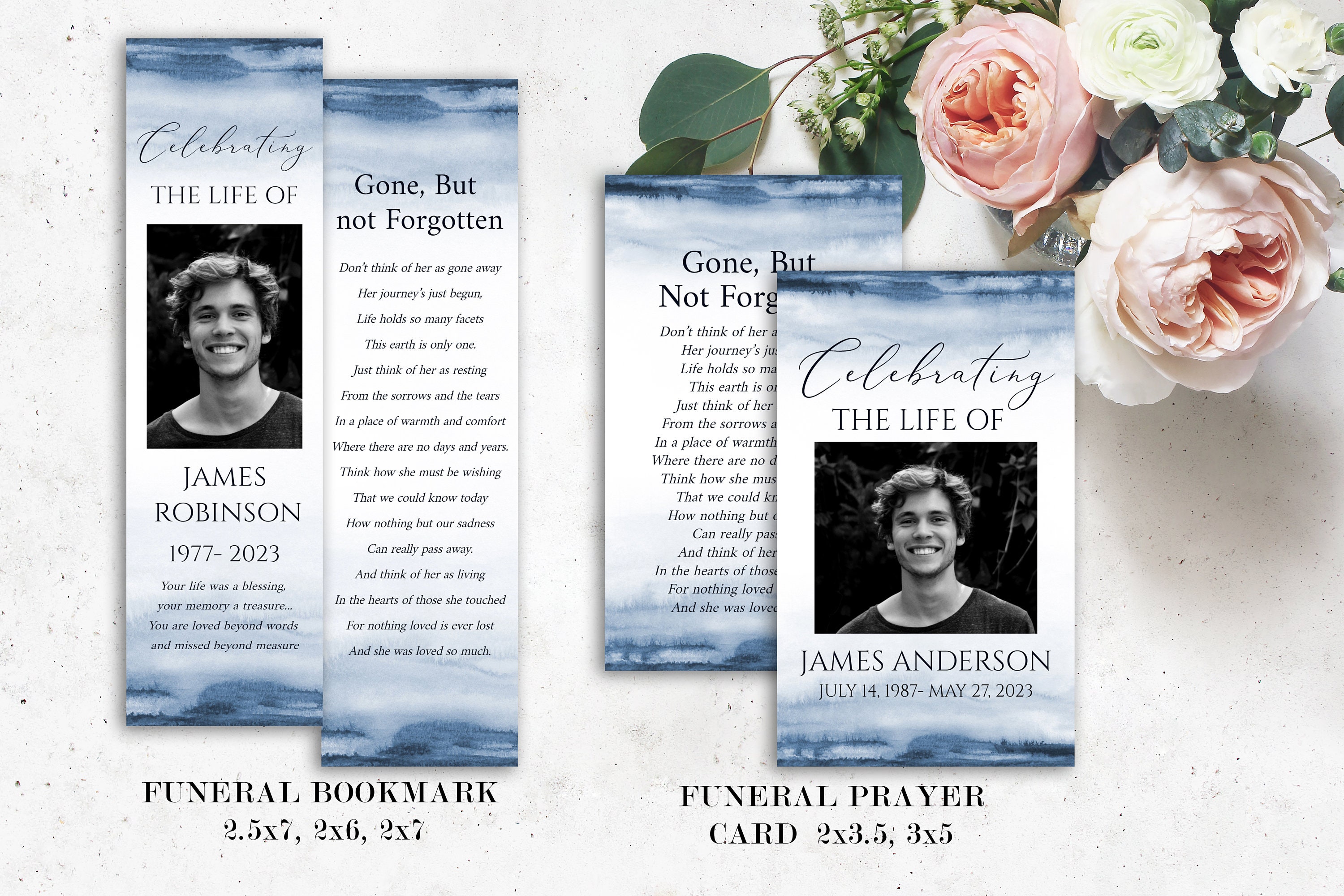 Blue Watercolor Baby Funeral Bundle Template Memorial Package ...