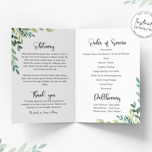 11x17 Funeral Program Template, Celebration of Life Program, Memorial ...