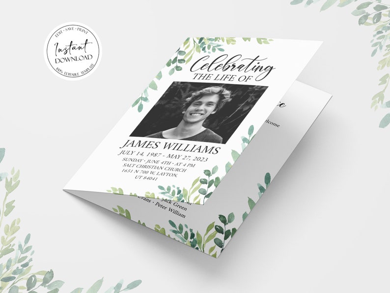 11x17 Funeral Program Template Celebration of Life Program - Etsy