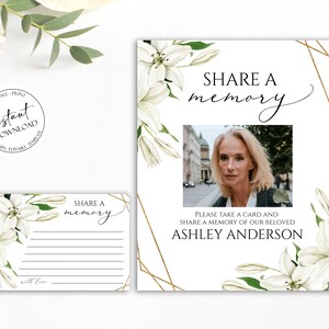 Share a Memory Funeral Sign, Share a Memory Card, Greenery Funeral ...