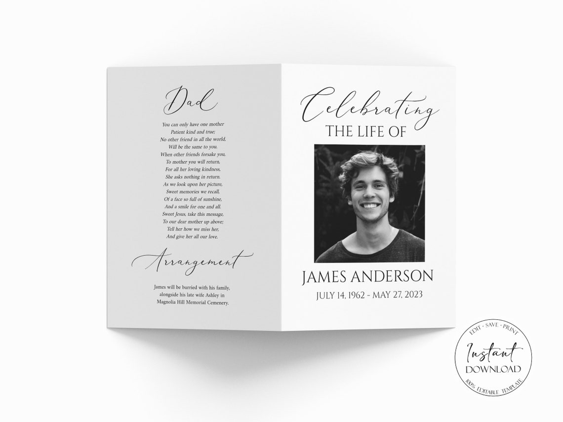 8 Page Funeral Program Template Celebration of Life Funeral - Etsy