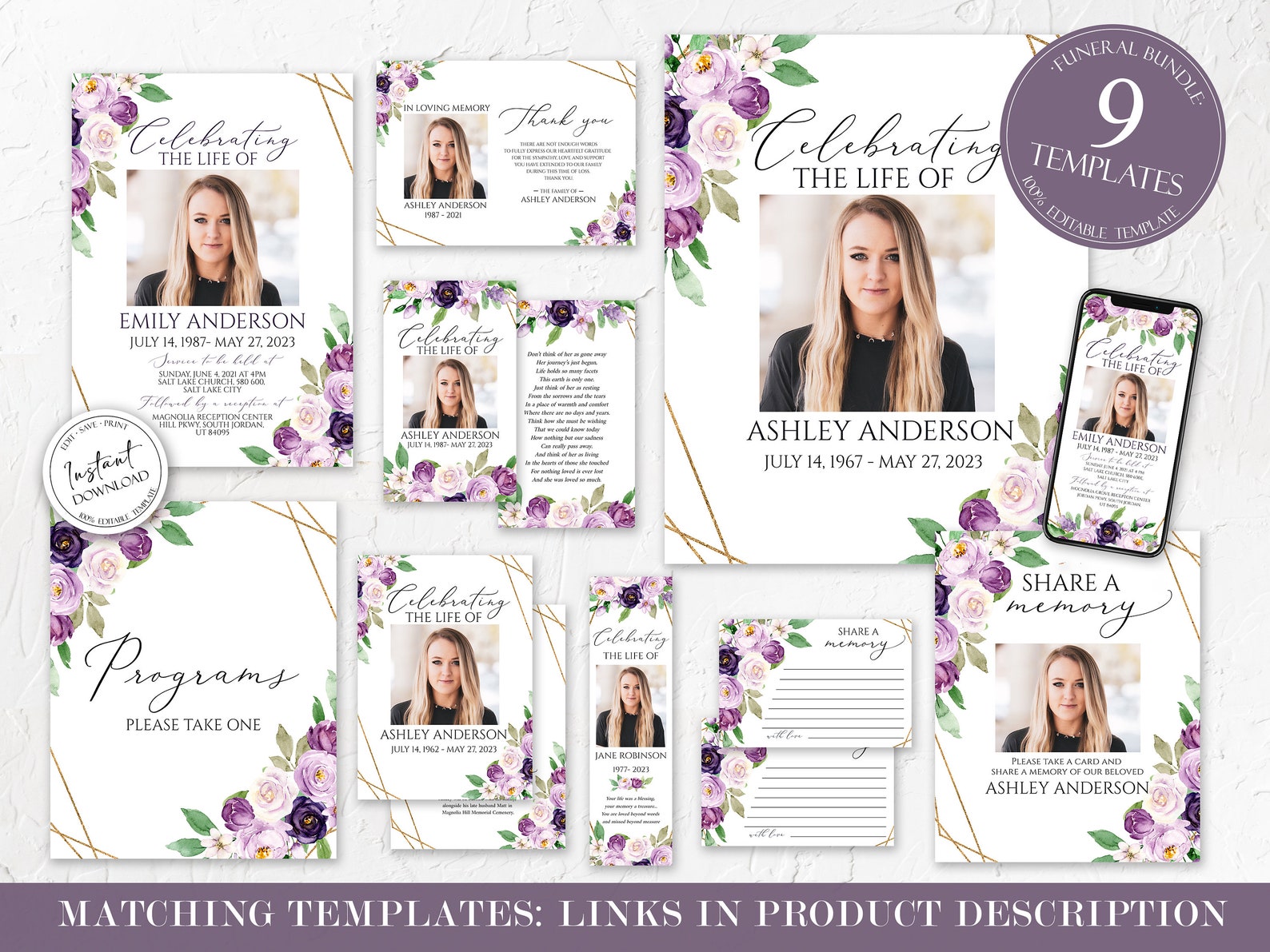 Celebration of Life Multiple Photos Funeral Welcome Sign Editable ...