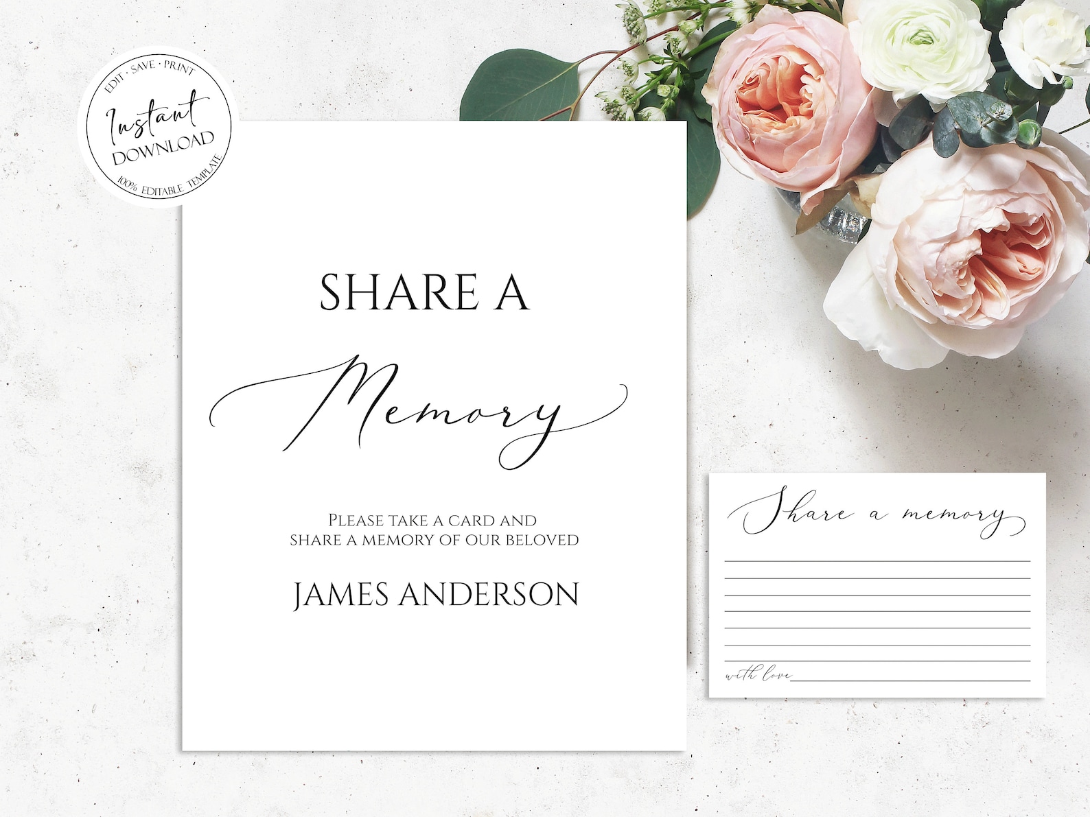 Share a Memory Funeral Sign and Share a Memory Card Simple - Etsy