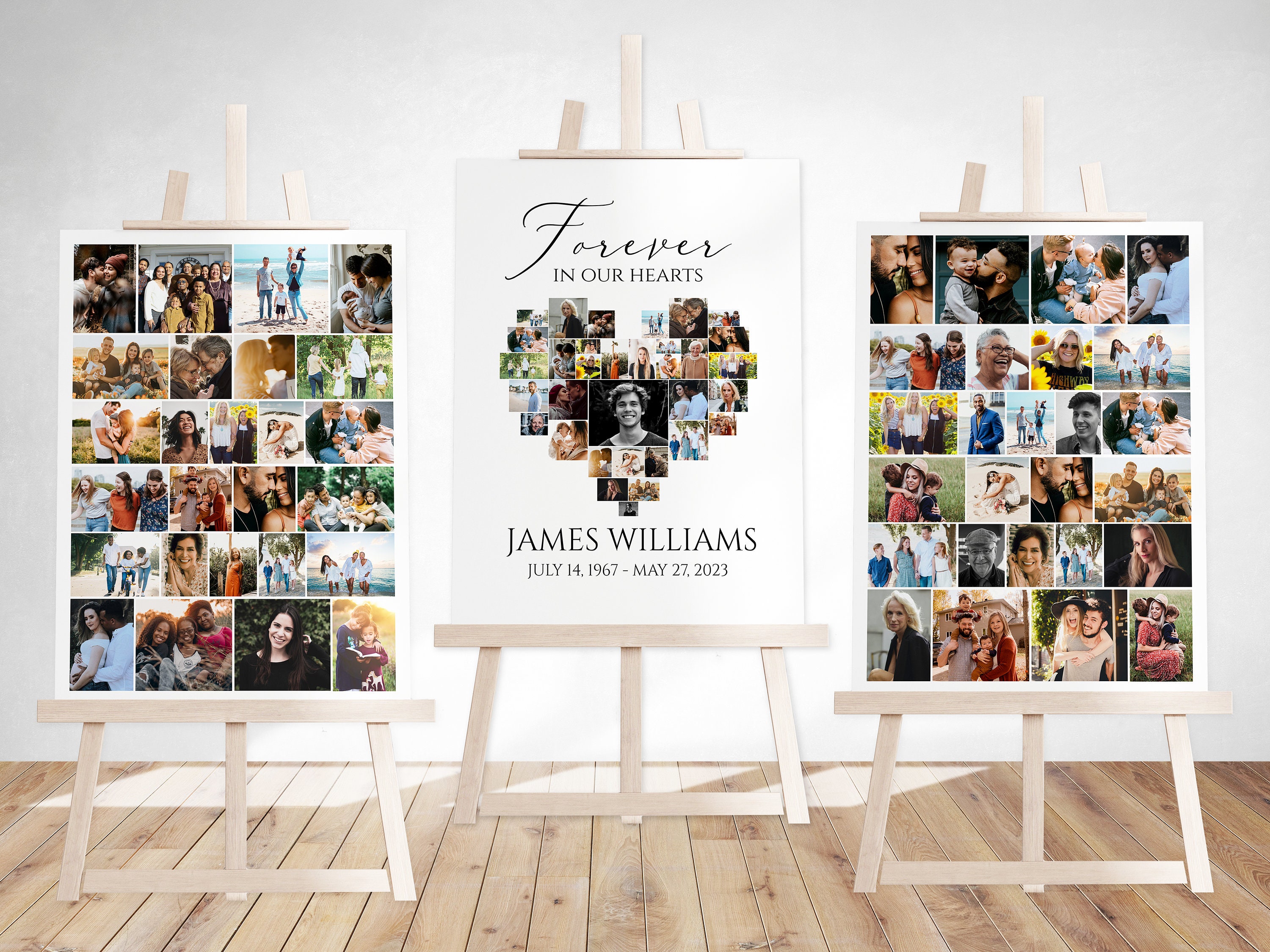 Celebration of Life Funeral Poster Editable Heart Photo - Etsy