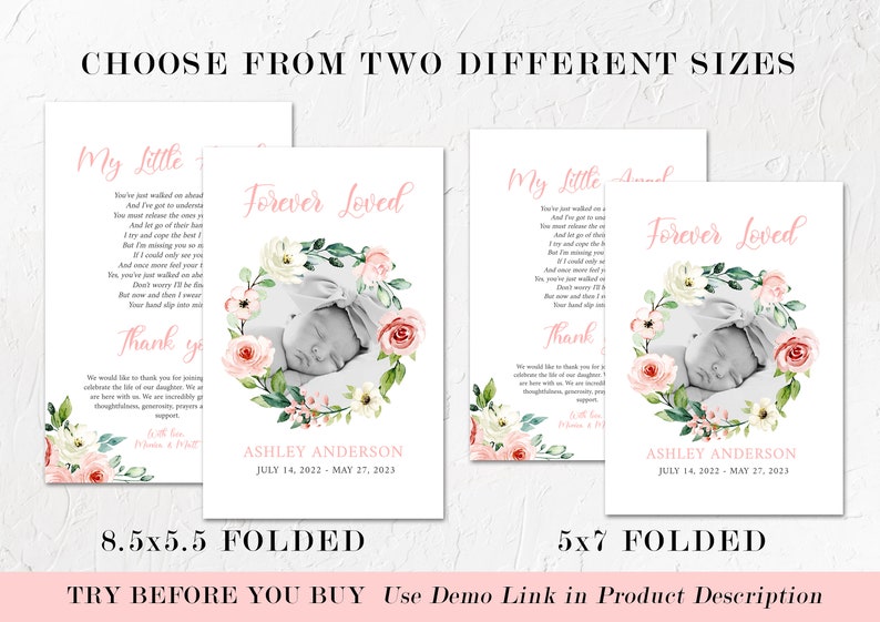 Baby Funeral Program Funeral Service Program Template for - Etsy