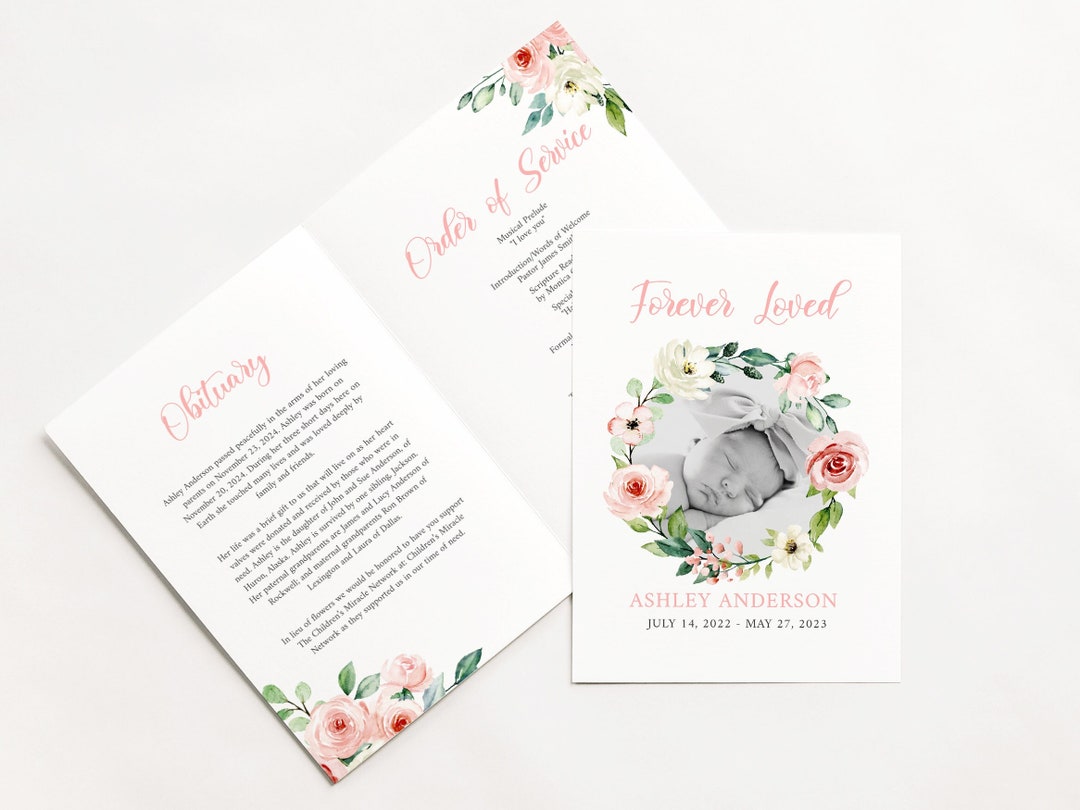 Baby Funeral Program, Funeral Service Program Template for Baby, Child ...
