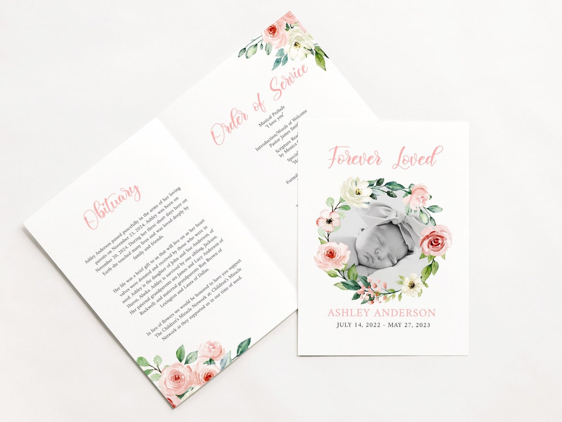Baby Funeral Program, Funeral Service Program Template for Baby, Child ...