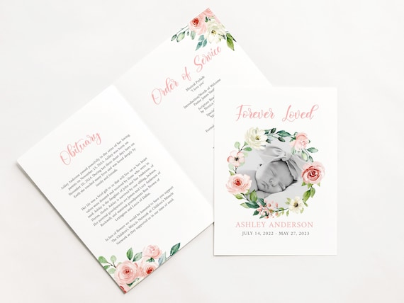 Baby Funeral Program Funeral Service Program Template for - Etsy