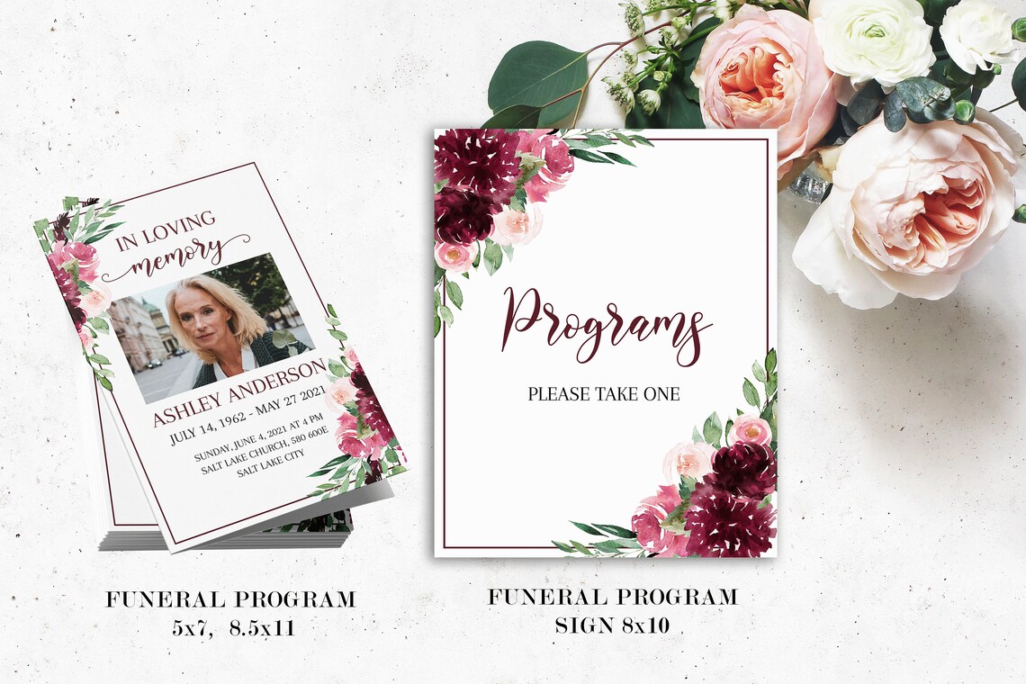 Editable Red Roses Funeral Bundle Red Memorial Package - Etsy