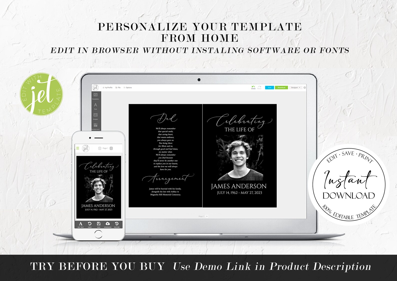 Celebration of Life Funeral Program Black Funeral Memorial - Etsy