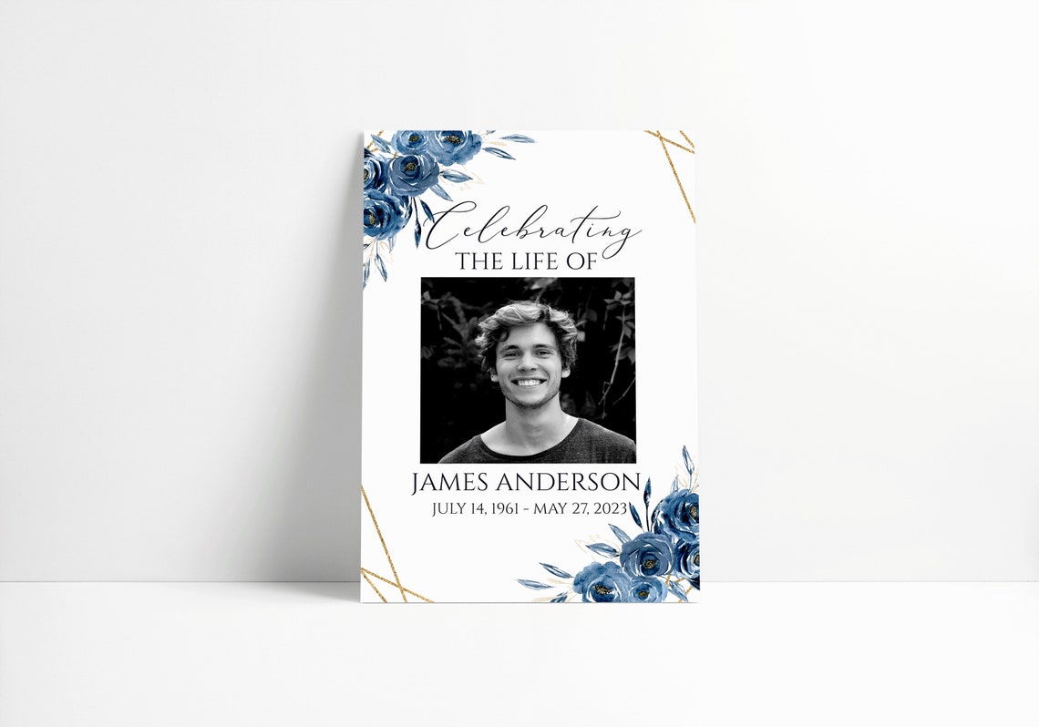 Celebration of Life Sign, Royal Blue Funeral Welcome Sign, in Loving ...