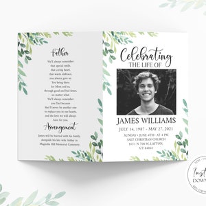 11x17 Funeral Program Template, Celebration of Life Program, Memorial ...