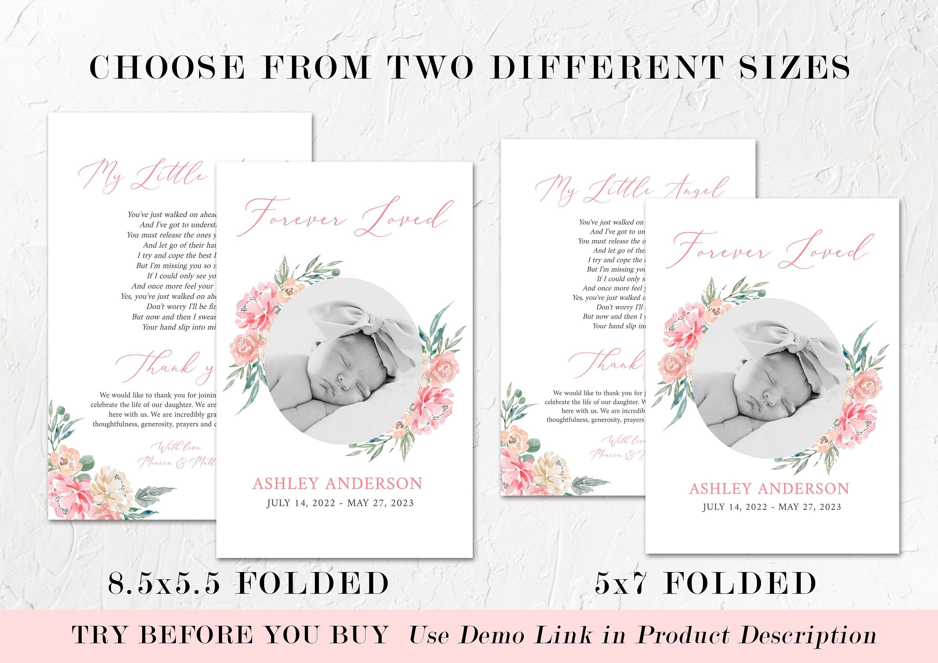 Baby Funeral Program Funeral Service Program Template for - Etsy