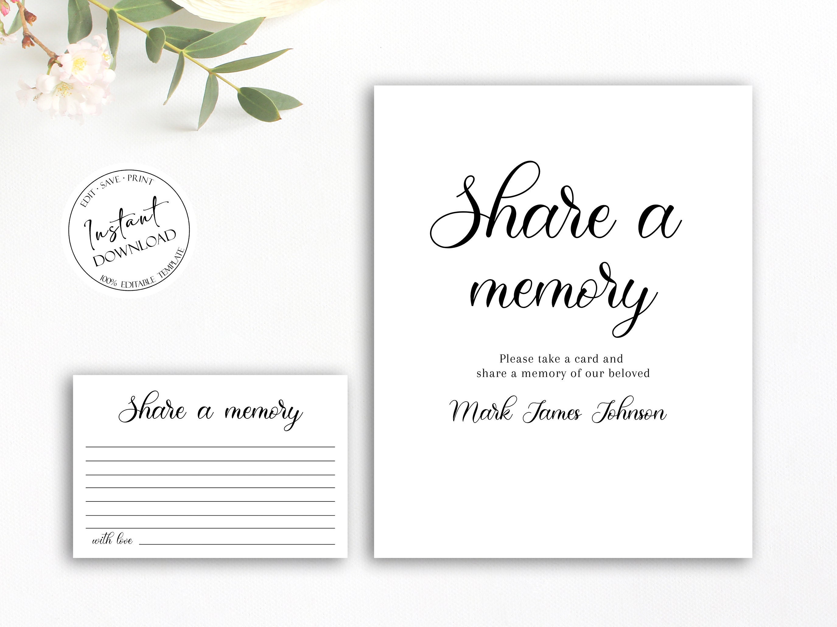 Share a Memory Funeral Sign Share a Memory Card Simple - Etsy
