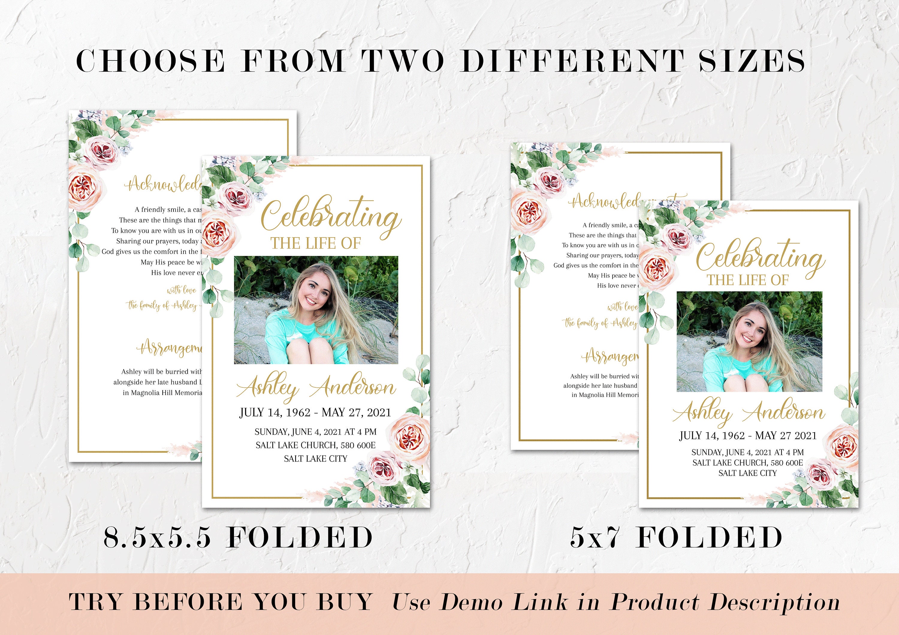 Celebration of life Funeral Program Template Funeral | Etsy