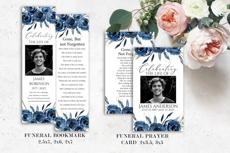 Editable Blue Funeral Bundle Memorial Package Celebration of - Etsy