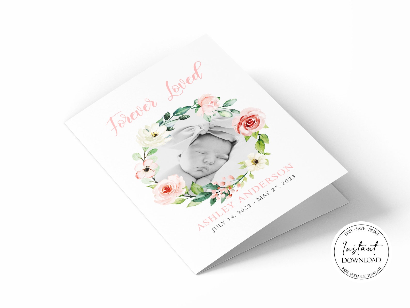 Baby Funeral Program, Funeral Service Program Template for Baby, Child ...