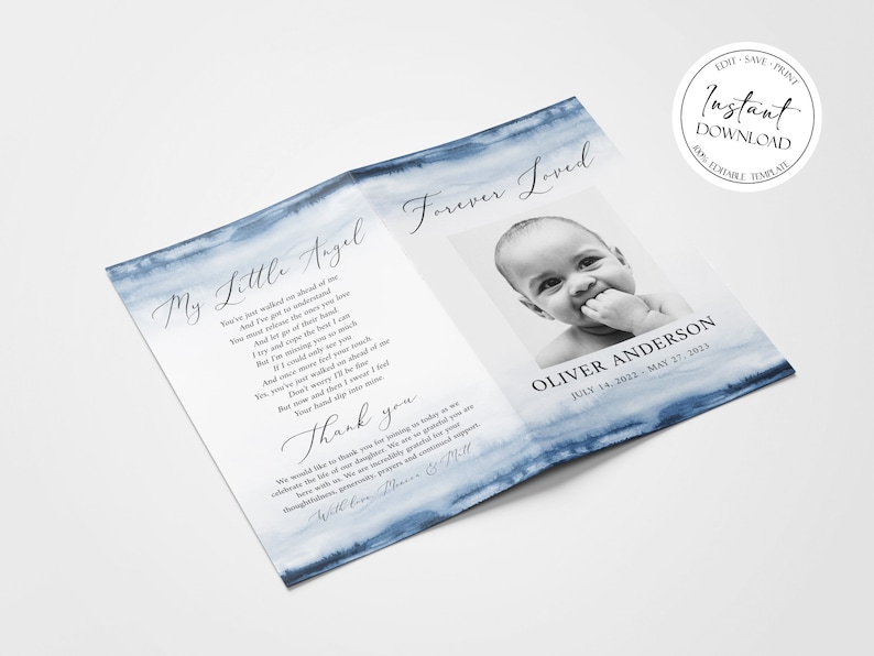Baby Funeral Program Funeral Service Program Template for - Etsy