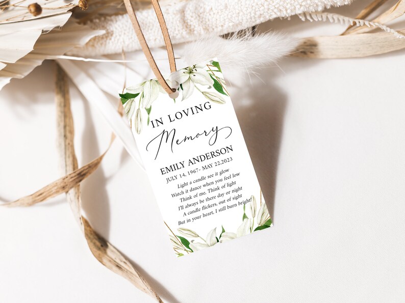 Celebration of Life Invitation Funeral Favor Tag Template - Etsy