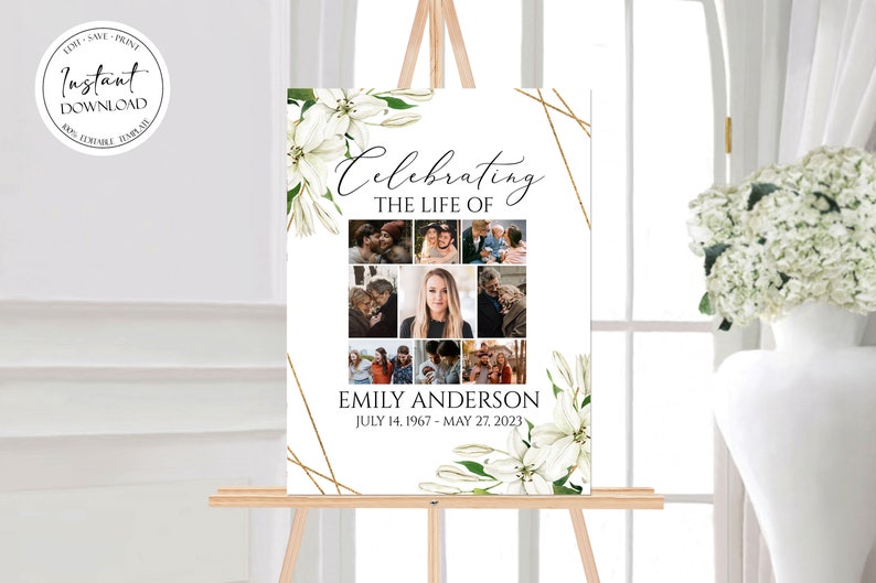 Celebration of Life Multiple Photos Funeral Welcome Sign - Etsy
