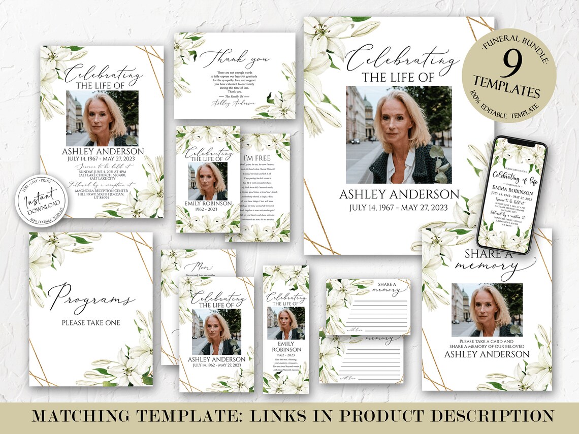 Celebration of Life Multiple Photos Funeral Welcome Sign, Editable ...