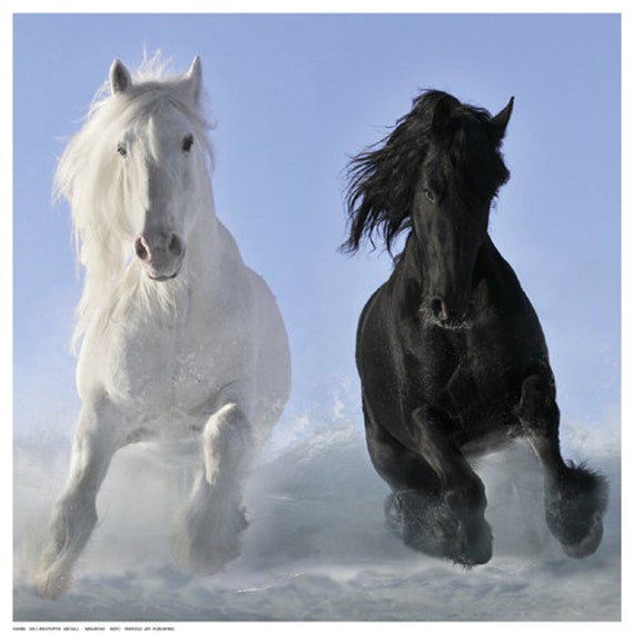 Salt and Pepper detail V. Makarova Horses Wildlife - Etsy