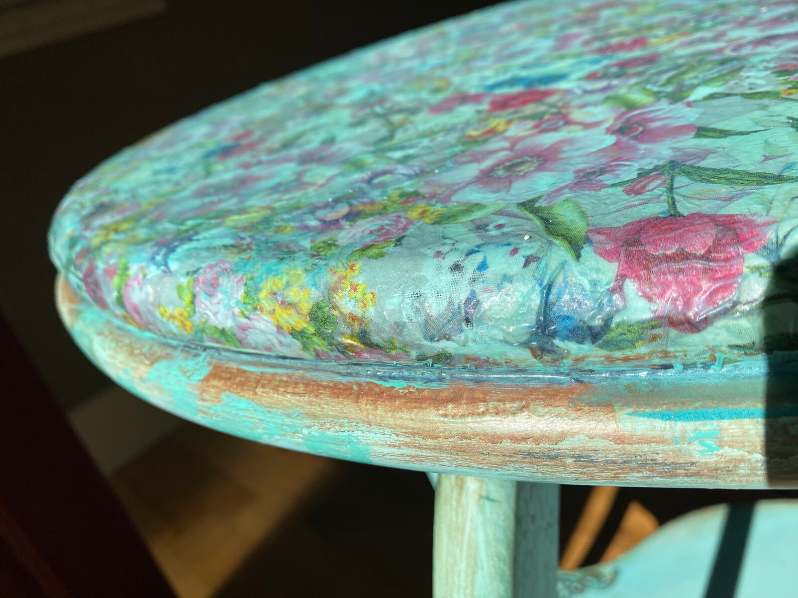 SOLD OUT Hand Painted & Floral Decoupaged Side Table - Etsy