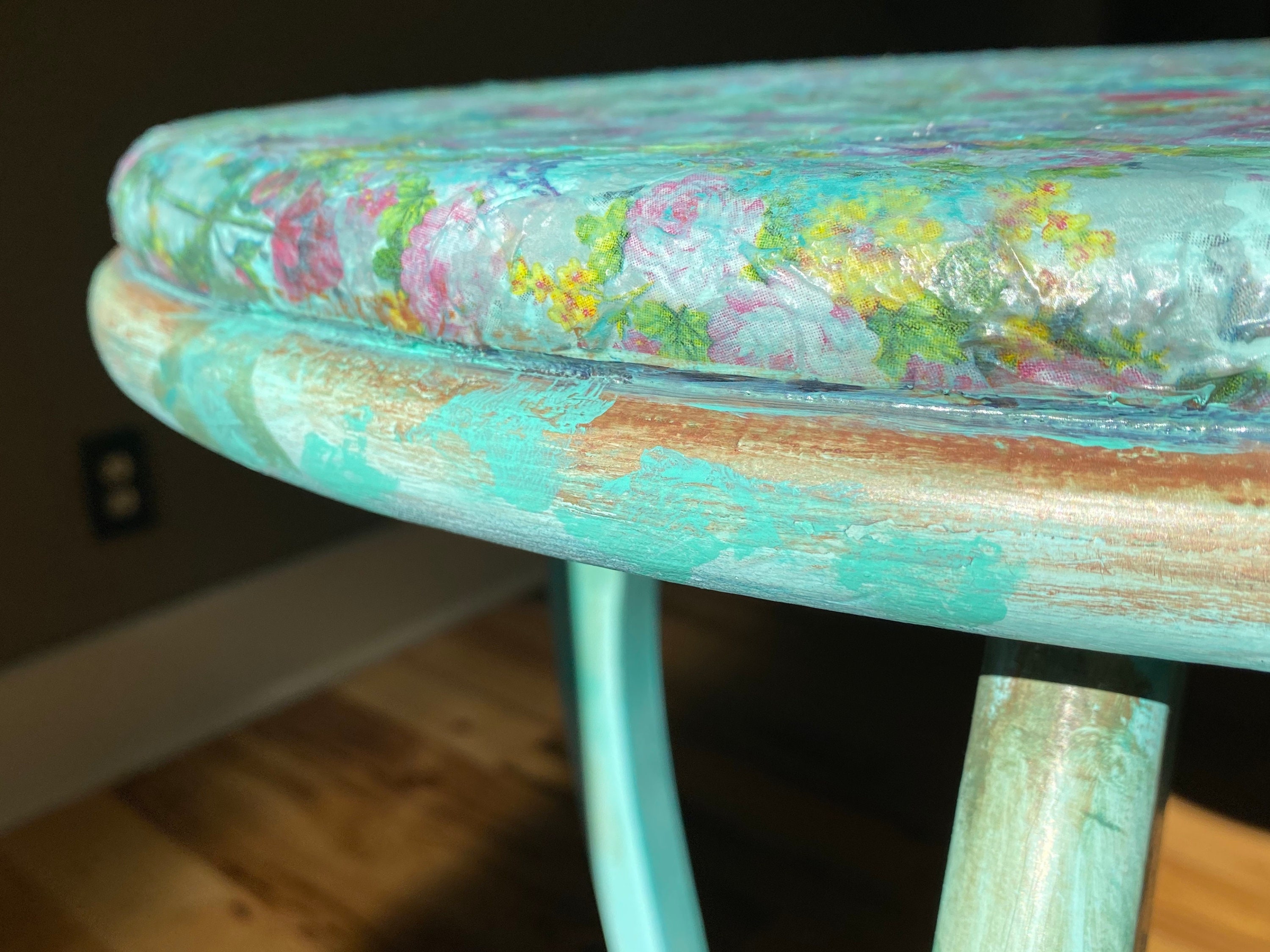 SOLD OUT Hand Painted & Floral Decoupaged Side Table - Etsy