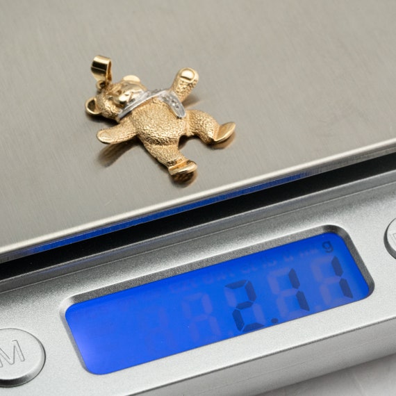 14k Teddy Bear Pendant Yellow Gold - Gem