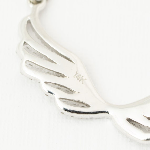 14k white gold diamond angel wings pendant, 1/5 carat… - Gem
