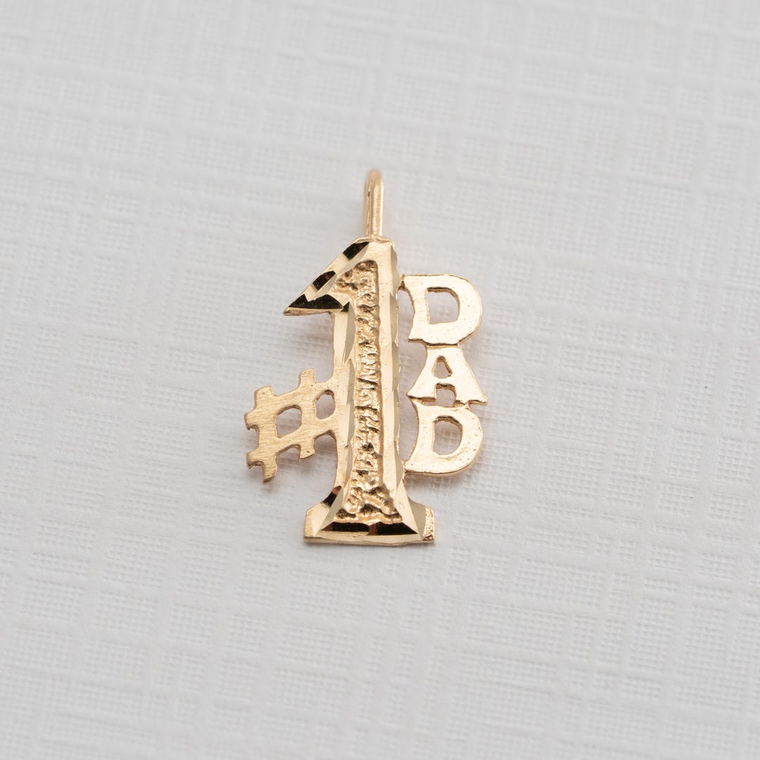 Number One #1 DAD Charm Pendant 14k Yellow Gold - Etsy