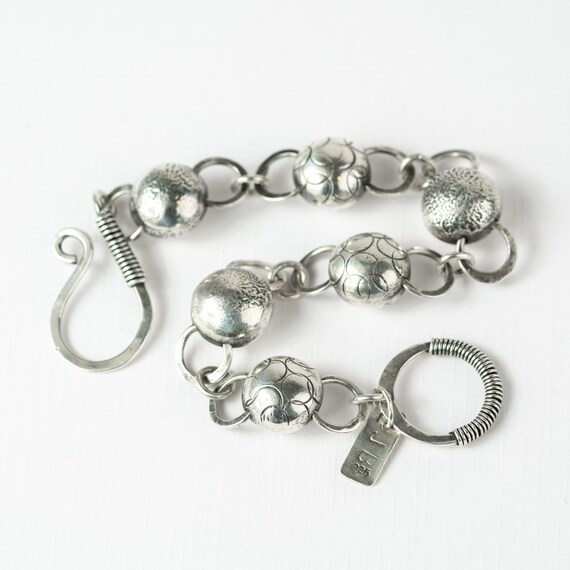 Sterling silver, Hollow textured beads, Sterling brac… - Gem